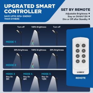 LANGY 2Pack Solar LED Street Lights, Upgrade 200W Solar Street Lights Outdoor Motion Sensor IP67 Waterproof 30000LM with New Controller Solar Flood Security Lights Dusk to Dawn for Parking Lot