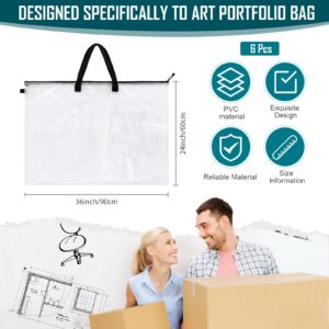 Windyun 6 Pcs Art Portfolio Bag Bulk 24 x 36 Inch Large Posters Storage Bag Black Portfolios Bags with Zipper and Handle Art Organizer for Pictures Portfolio Folder for Artwork