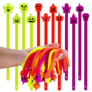 28 pack halloween stretchy strings toy pack，pumpkin and witch sensory toys for kids students stress relief treat bags gifts stress relief party favors