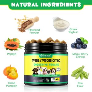 Probiotics for Dogs, 120 Chews Dog Probiotics Treats, Digestive Treats Dogs Probiotics and Digestive Enzymes, Dog Digestive Health Gut, Immune Bowel Support, Reduce Diarrhea, Gas, Itchy Relief