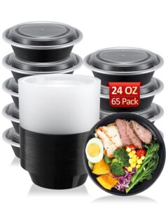 shopday meal-prep-containers-65 pack 24 oz plastic-food-storage-containers-with-lids, disposable-food-prep-containers-microwave-safe, meal-prep-bowls-reusable, to-go-contianers-for-lunch