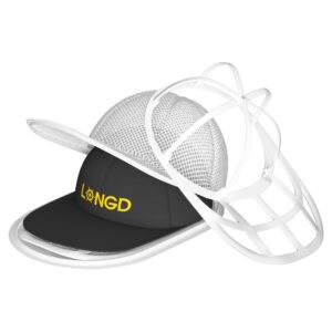 LONGD Hat Washer Cage for Baseball Caps, Sturdy Cleaning Protector with Frame Cage and Laundry Bag, Washing Machine Safe Hat Cleaner and Organizer, Suitable for Adult and Kids' Caps - 1-Pack,White