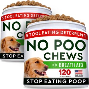 no poo treats - no poop eating for dogs - coprophagia stool eating deterrent & prevention – stop eating poop for dogs - probiotics & digestive enzymes - digestive health & immune support - 240 ct