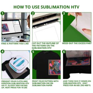 HTVRONT Sublimation HTV for Dark/Light Fabric - Matte Sublimation Vinyl 12" X 10FT for T-Shirts - Work Together with Sublimation Paper, Sublimation Ink and Heat Press