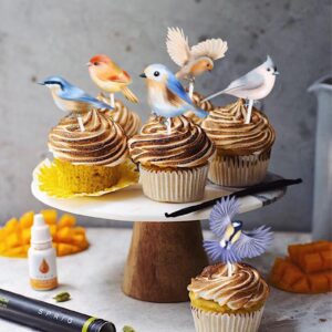 18pcs Glitter Dessert Cupcake Topper Flying Bird Nature Theme Decor Supplies Baby Shower Boys Girls Happy Birthday Party Decorations