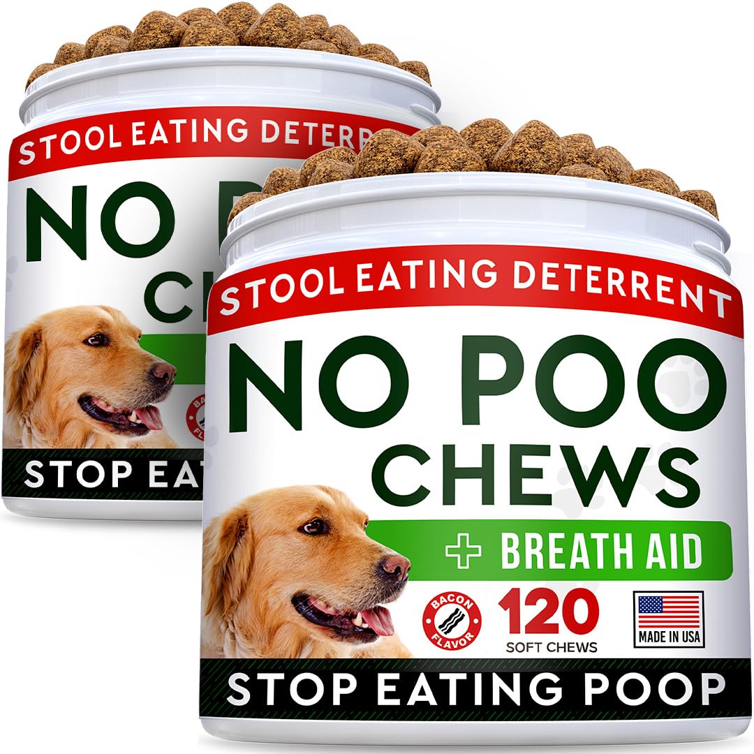 STRELLALAB No Poo Treats for Dogs - Coprophagia Stool Eating Deterrent - No Poop Eating for Dogs - Digestive Enzymes - Gut Health & Immune Support - Stop Eating Poop - Bacon Flavor 240 Chews