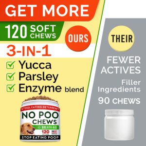 STRELLALAB No Poo Chews for Dogs - Stop Dog Poop Eating - Coprophagia & Stool Eating Deterrent with Probiotics, Digestive Enzymes & Immune Support - Liver Flavor - Made in USA - 120 Chews