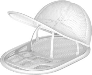 longd hat washer cage for baseball caps, sturdy cleaning protector with frame cage and laundry bag, washing machine safe hat cleaner and organizer, suitable for adult and kids' caps - 1-pack,white