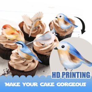 18pcs Glitter Dessert Cupcake Topper Flying Bird Nature Theme Decor Supplies Baby Shower Boys Girls Happy Birthday Party Decorations