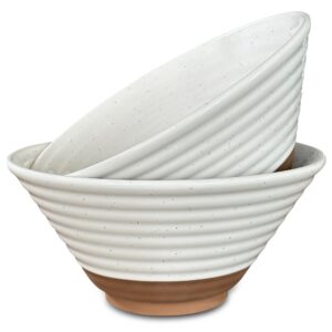 mora ceramic ramen bowl set of 2, 45oz - great for pho, miso udon soup, instant noodles, serving, thai or asian food - microwave safe large japanese noodle bowls, modern kitchen - vanilla white