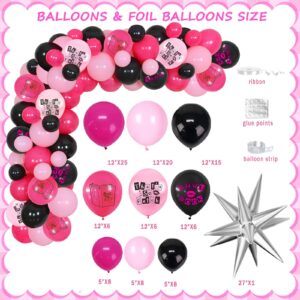 Hombae Hot Pink Lips Party Decorations, Burn Book Girls Birthday Decorations Backdrop Fringe Curtain Explosion Star 3D Disco Ball Balloon Garland Thats So Fetch Banner Cake Cupcake Topper