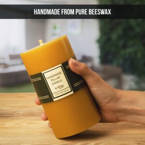 Extra Large Pure Beeswax Pillar Candle - 80 Hours Lasting - 100% Pure Beeswax and Cotton Wick - Unscented Candle for Emergencies - Candle Lovers Gift