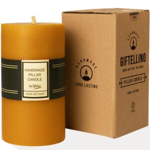 extra large pure beeswax pillar candle - 80 hours lasting - 100% pure beeswax and cotton wick - unscented candle for emergencies - candle lovers gift