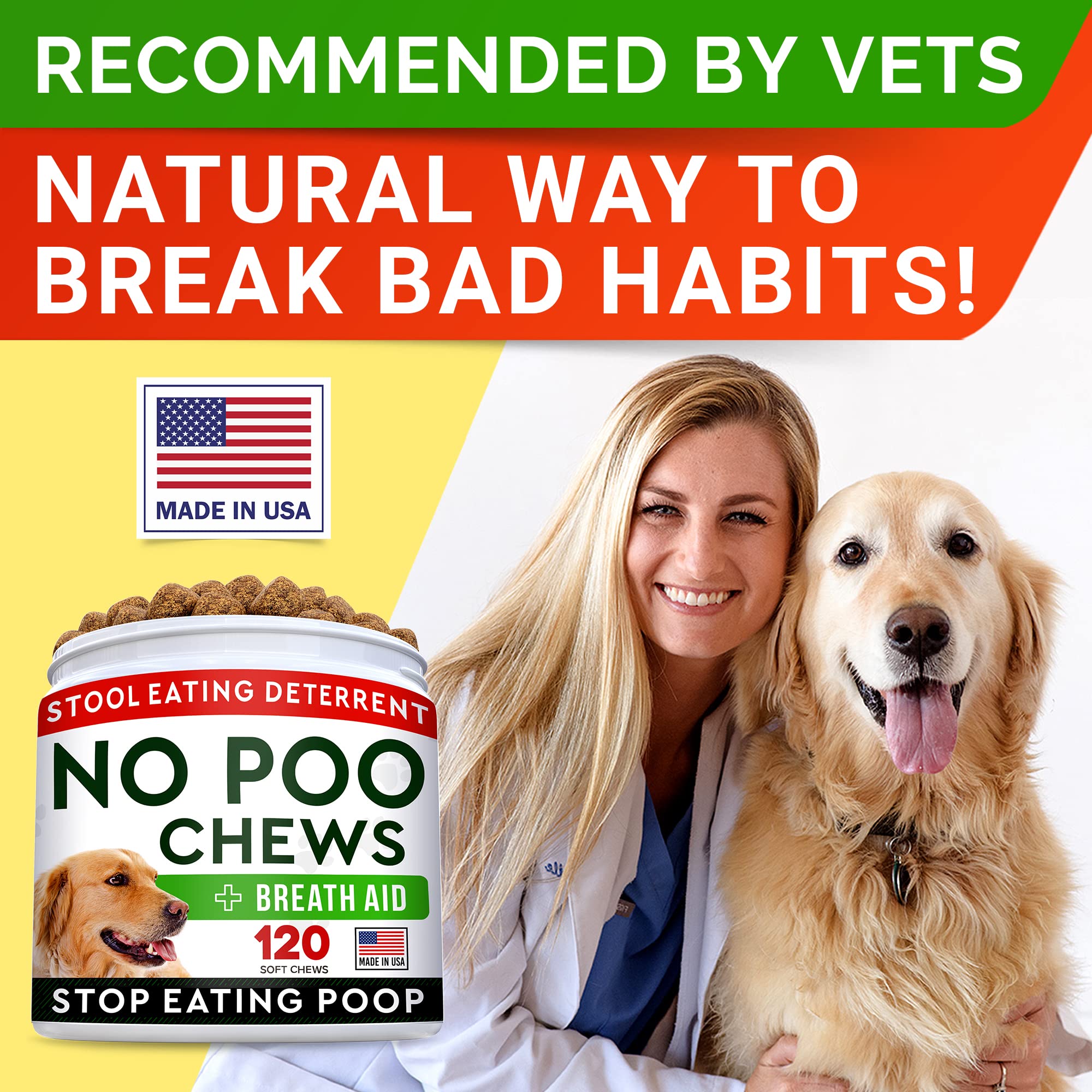 STRELLALAB No Poo Chews for Dogs - Stop Dog Poop Eating - Coprophagia & Stool Eating Deterrent with Probiotics, Digestive Enzymes & Immune Support - Liver Flavor - Made in USA - 120 Chews