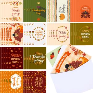 jetec 240 pcs thanksgiving greeting cards with envelopes bulk fall greeting cards vintage turkey pumpkins greeting cards thank you cards for fall autumn holiday, harvest wedding dinner