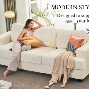 HOWE Couch, Comfy Sofa Couch with 24" Extra Deep Seats, Offwhite Modern Sofa- 3 Seater Sofa Couch for Living Room Apartment Lounge, Bouclé