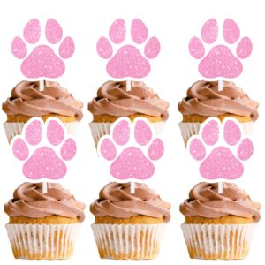 18pcs pink glitter dog paw dessert cupcake topper dog pet adoption theme decor supplies baby shower boys girls happy birthday party decorations