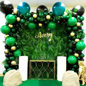 RUBFAC Dark Green Balloons Different Sizes 105pcs 5/10/12/18 Inch Green Balloon Garland Kit for Wedding Baby Shower Birthday Party Supplies Bridal Shower Decorations