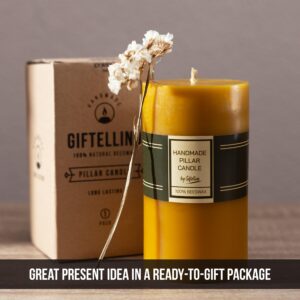 Extra Large Pure Beeswax Pillar Candle - 80 Hours Lasting - 100% Pure Beeswax and Cotton Wick - Unscented Candle for Emergencies - Candle Lovers Gift