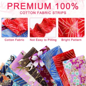 Peryiter 40 Pcs Cotton Jelly Fabric Roll Quilting Strips Different Patterns Patchwork Craft Sewing Supplies for Quilters Crafting Sewing DIY Crafts, 39.37 x 2.56 Inches(Japanese)