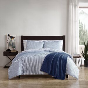 eddie bauer- twin duvet cover set, cotton bedding set with matching sham(s), casual home décor (ticking stripe navy, twin)