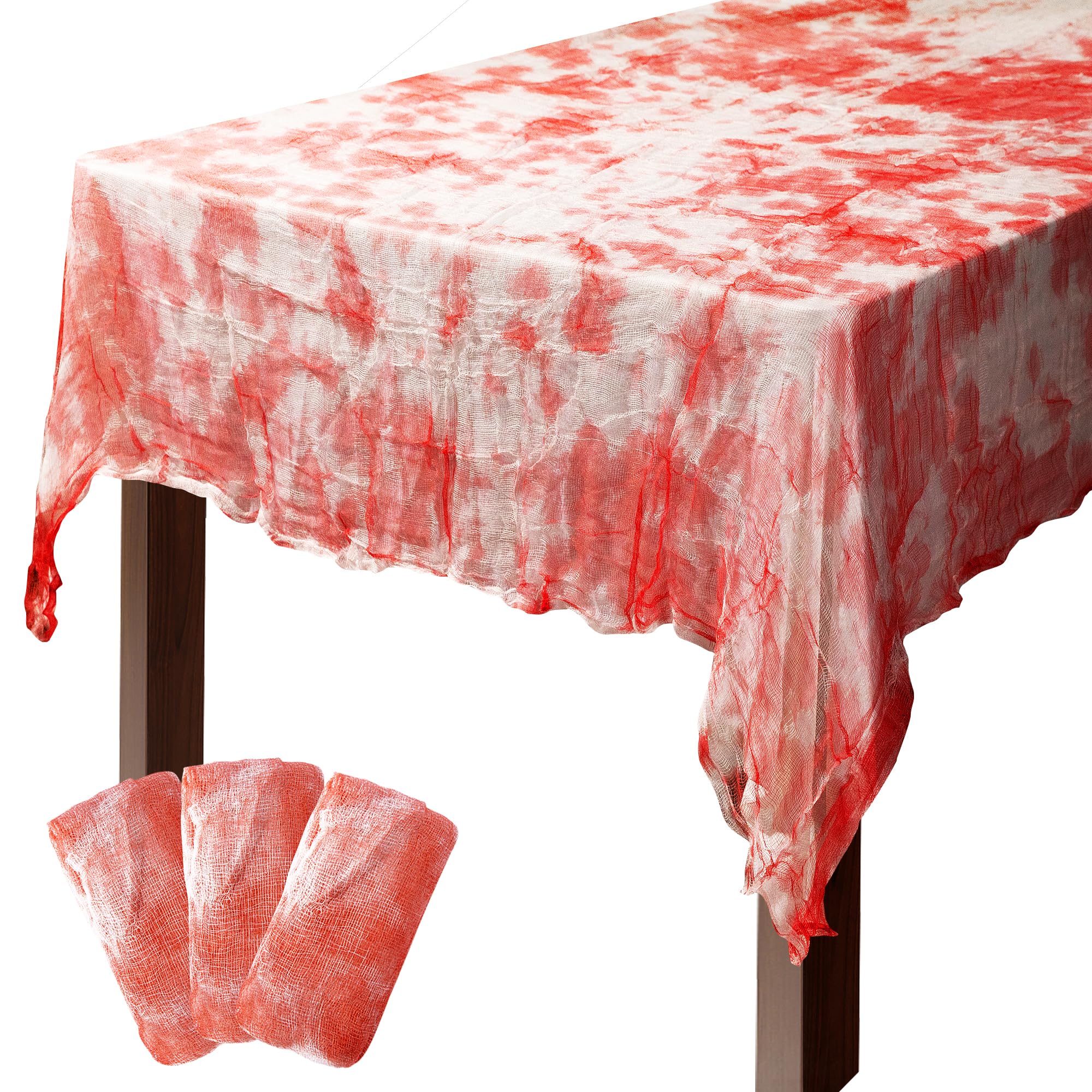 LFUTARI 3 PCS Halloween Bloody Gauze Table Cover- 85" x 60"Bloody Handprint Rectangle Tablecloth - Scary Halloween Table Cover for Halloween Decoration, Spooky Parties (3)