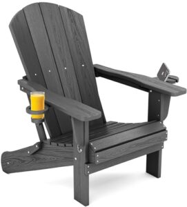 serwall foldable adirondack chair, hdpe adirondack chair with wood-texture-gray