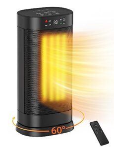 1500w space heater, portable electric heater heat up 200 square feet for indoor use office garage, rapid ptc ceramic heating with remote, digital thermostat, 24h timer, multiple safety protection