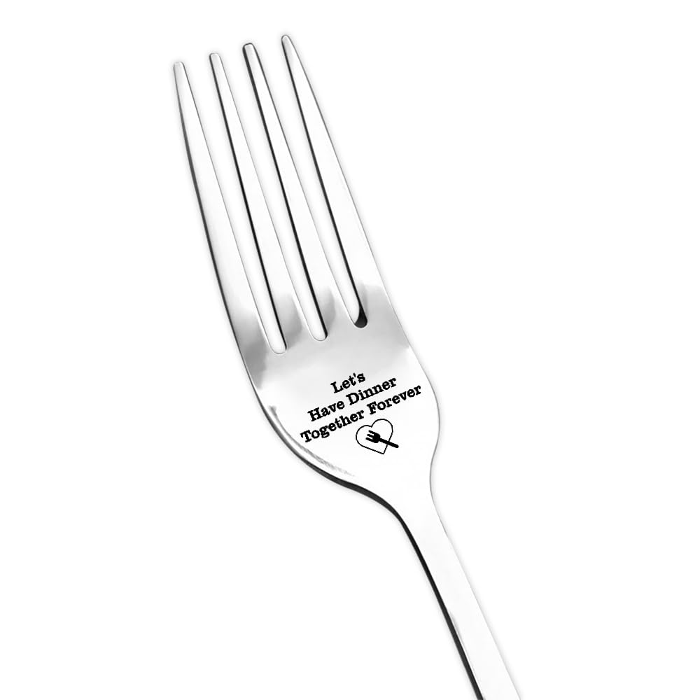 I love You Gifts for Him Her Wife Husband Let's Have Dinner Toghter Forever Fork Gifts for Boyfriend Girlfriend Anniversary Birthday Gifts for Best Friends Bff Christmas Gift for Dad Mom Son Daughter