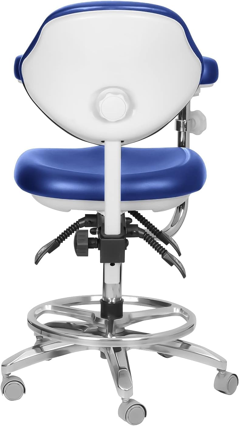 Adjustable Seat Doctor's Stool Dental Assistance Chair with Foot Control 360 Degree Rotation Armrest PU Leather QY-600M-B2