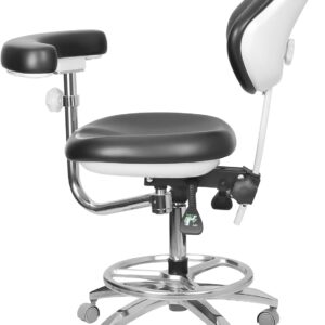 Mobile Adjustable Doctor's Stool Dental Assistance Chair Foot Control 360 Degree Rotation Armrest PU Leather QY-600M-B2