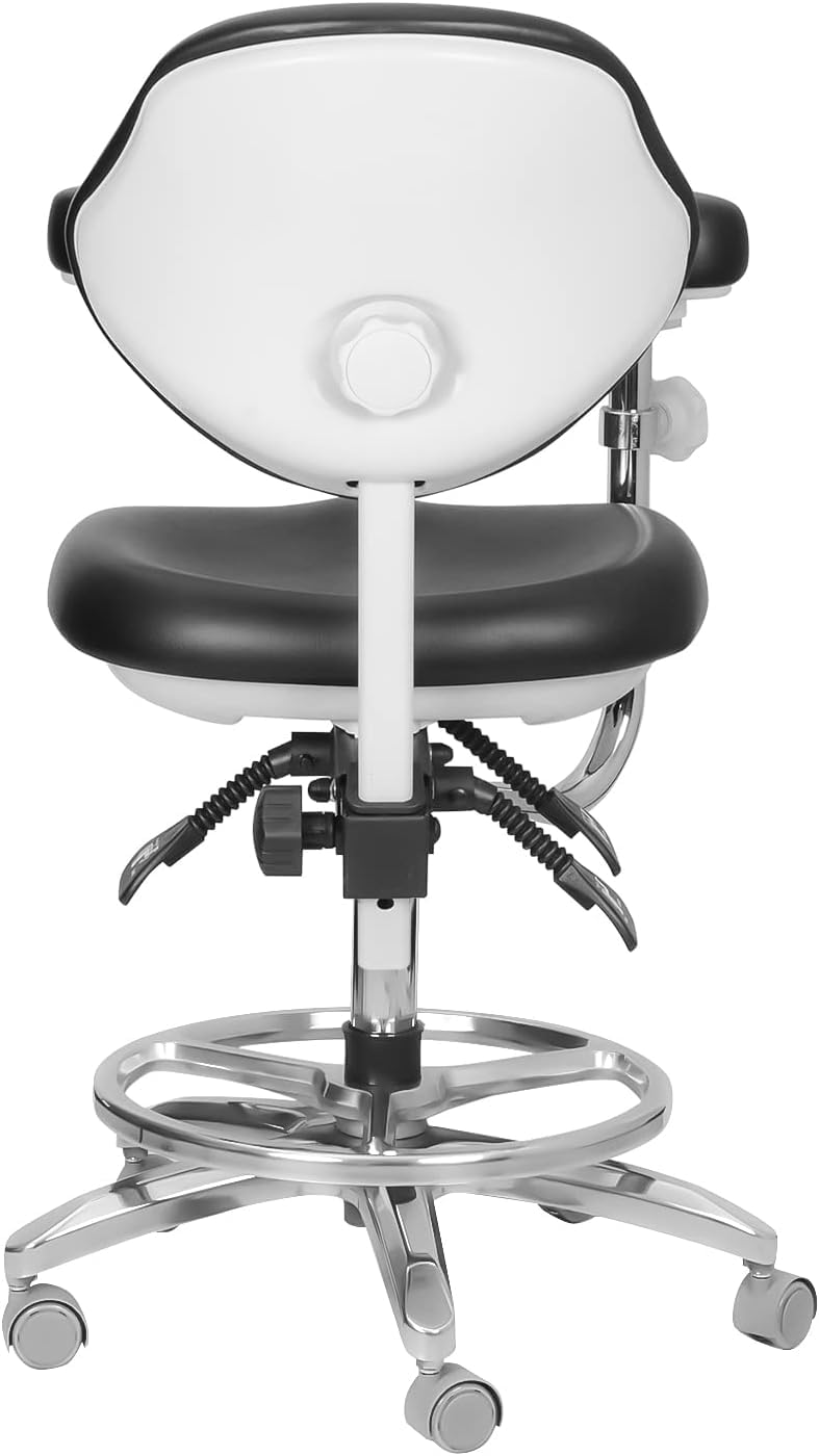 Mobile Adjustable Doctor's Stool Dental Assistance Chair Foot Control 360 Degree Rotation Armrest PU Leather QY-600M-B2