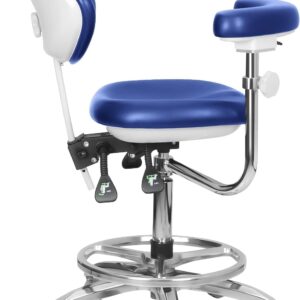 Adjustable Seat Doctor's Stool Dental Assistance Chair with Foot Control 360 Degree Rotation Armrest PU Leather QY-600M-B2