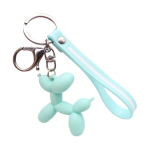 blanks for crafting creative balloon dog cute dog keychain custom pvc cartoon keyring 3d soft silicone (green, one size)