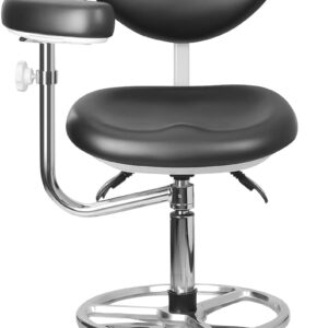 Mobile Adjustable Doctor's Stool Dental Assistance Chair Foot Control 360 Degree Rotation Armrest PU Leather QY-600M-B2