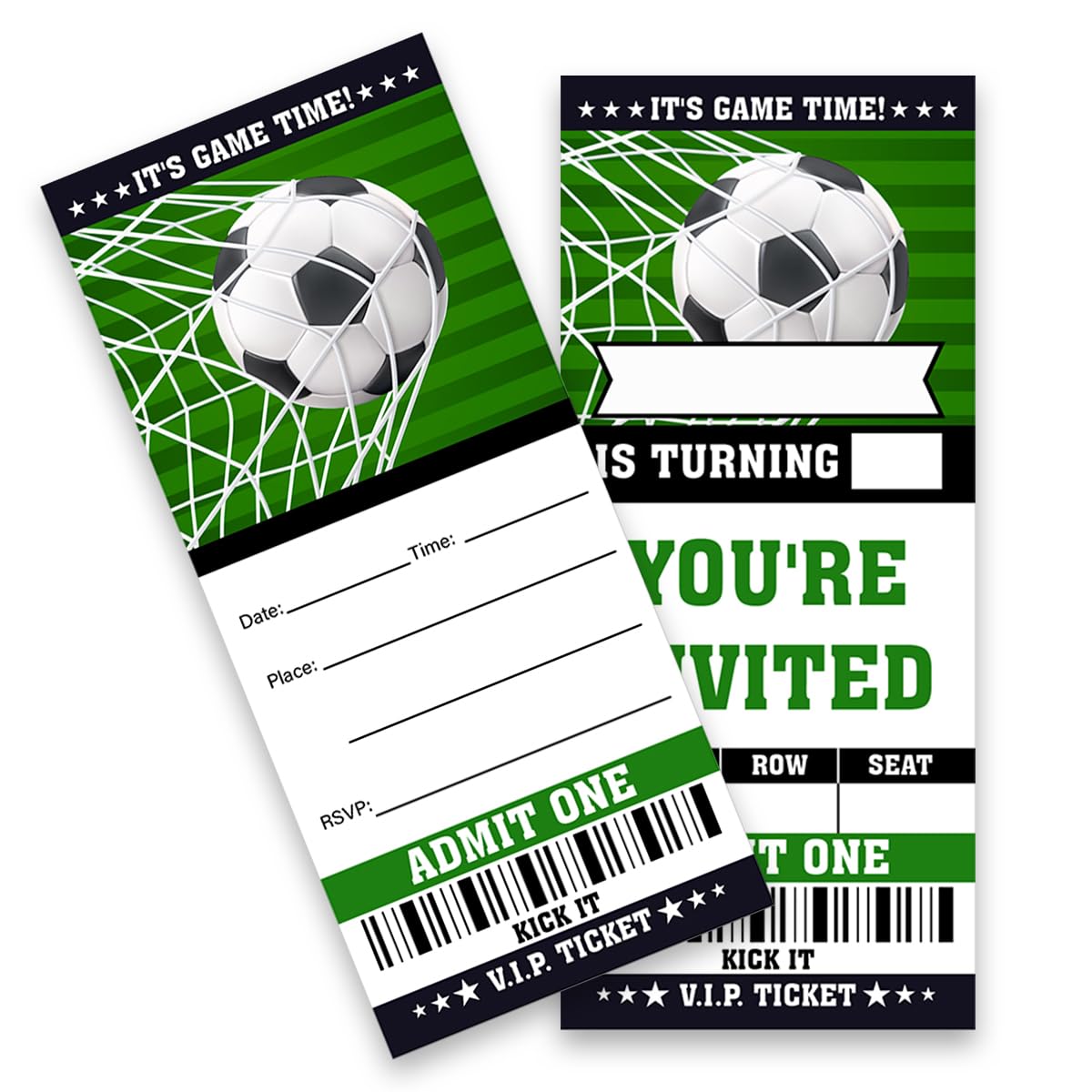 LyoGao 20 Pack Soccer Ticket Birthday Party Invitations With Envelopes Soccer Sports Birthday Party Invitations Fill in Soccer Invites Set (Ticket Style)