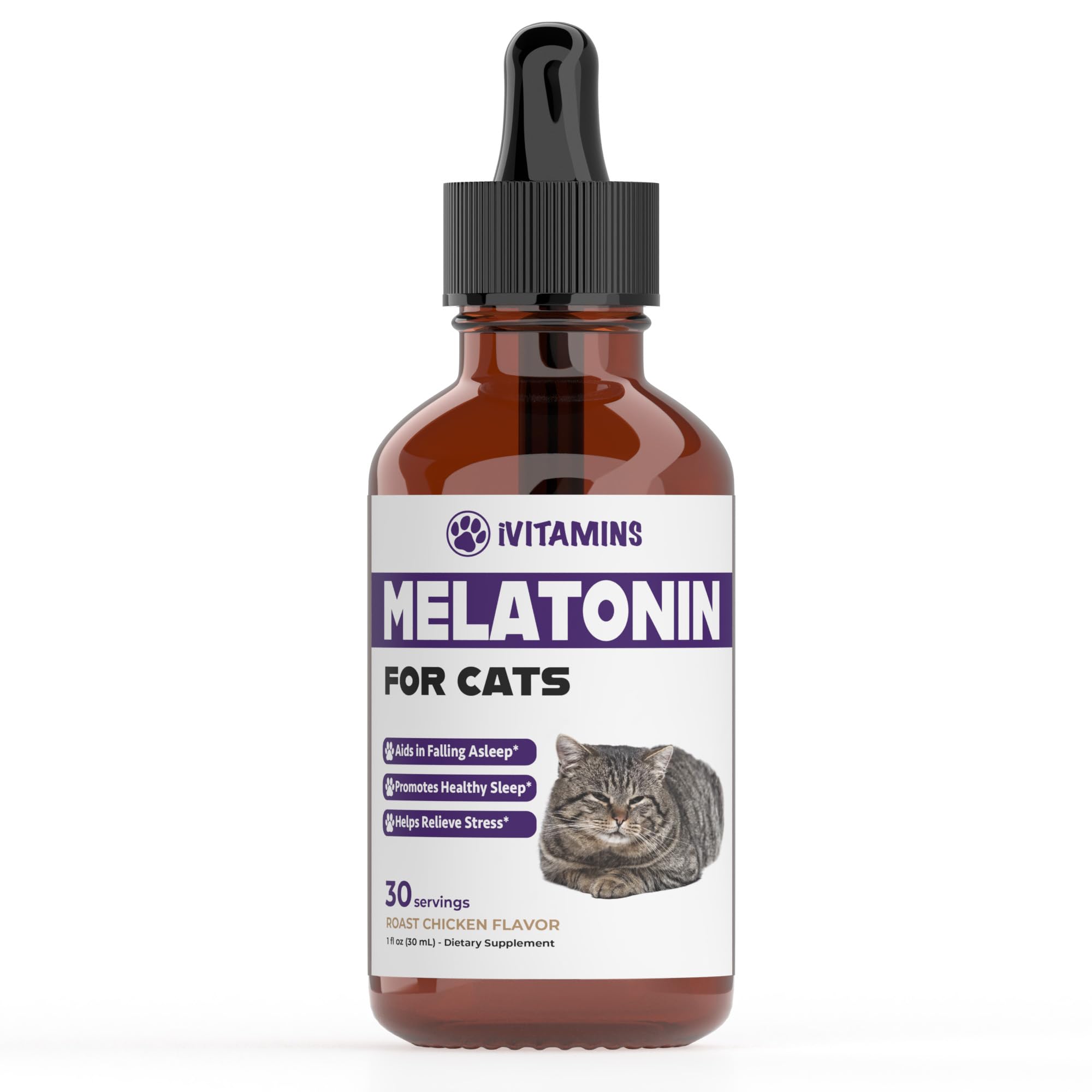 Melatonin for Cats | Supports Healthy, Restful Sleep for Your Cat | Cat Stress Relief | Cat Calming | Cat Anxiety Relief | Cat Melatonin | Anxiety Relief for Cats | Cat Sleep Aid | 1 fl oz