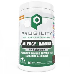 nootie progility allergy & immune supplement, seasonal allergies advanced immune support supplement for dogs, 90 soft chews per container