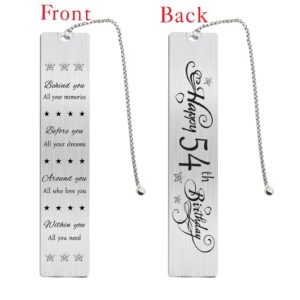 Jzxwan Happy 54th Birthday Gifts for Women Men, 54 Year Old Birthday Bookmark Gift for Him Her, Happy 54 Yr Bday Book Mark for Female Male, 1970 Bd Present, 54 th Birthday Card Decoration