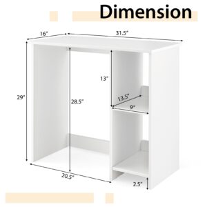 Tangkula Small White Desk with Shelves, Compact Small Desk for Small Space, Study Writing Desk with 2 Tier Shelves, Modern Simple Style Laptop Desk, PC Desk, Kid’s Desk, White