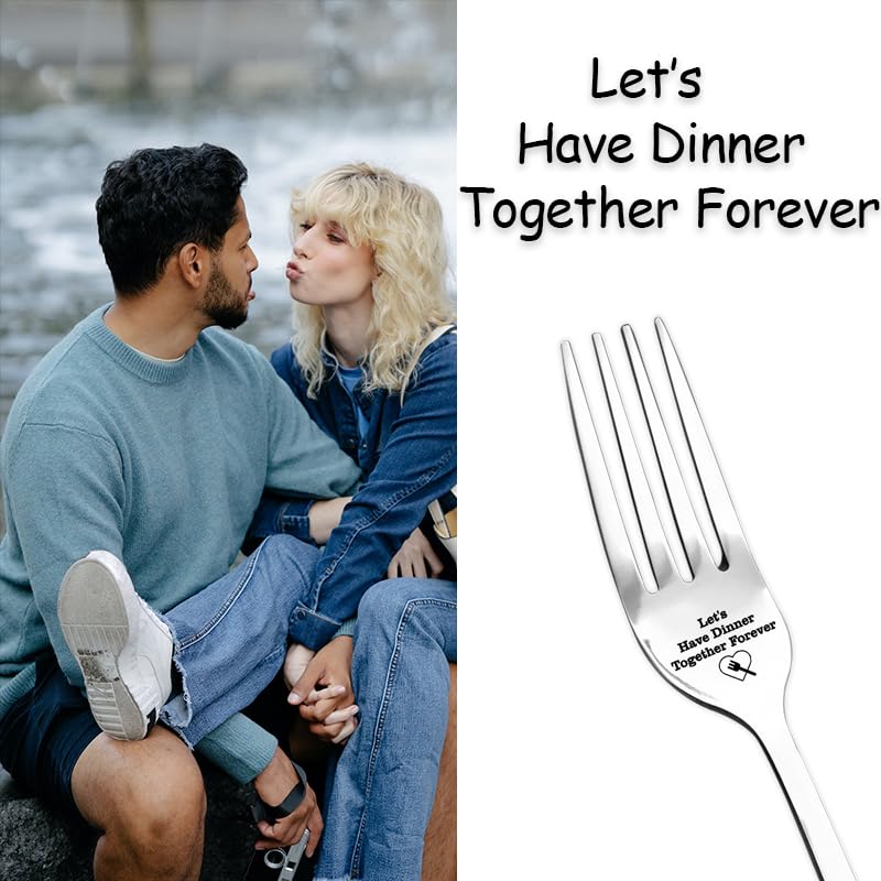 I love You Gifts for Him Her Wife Husband Let's Have Dinner Toghter Forever Fork Gifts for Boyfriend Girlfriend Anniversary Birthday Gifts for Best Friends Bff Christmas Gift for Dad Mom Son Daughter