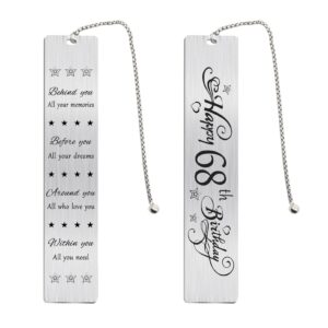 jzxwan happy 68th birthday gifts for women men, 68 year old birthday bookmark gift for him her, happy 68 yr bday book mark for female male, 1956 bd present, 68 th birthday card decoration