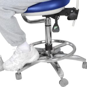 Adjustable Seat Doctor's Stool Dental Assistance Chair with Foot Control 360 Degree Rotation Armrest PU Leather QY-600M-B2