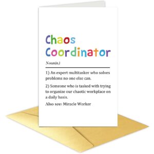 chenive funny boss day card for boss manager, funny coworker birthday card, coworker leaving card, retirement card, chaos coordinator definition card