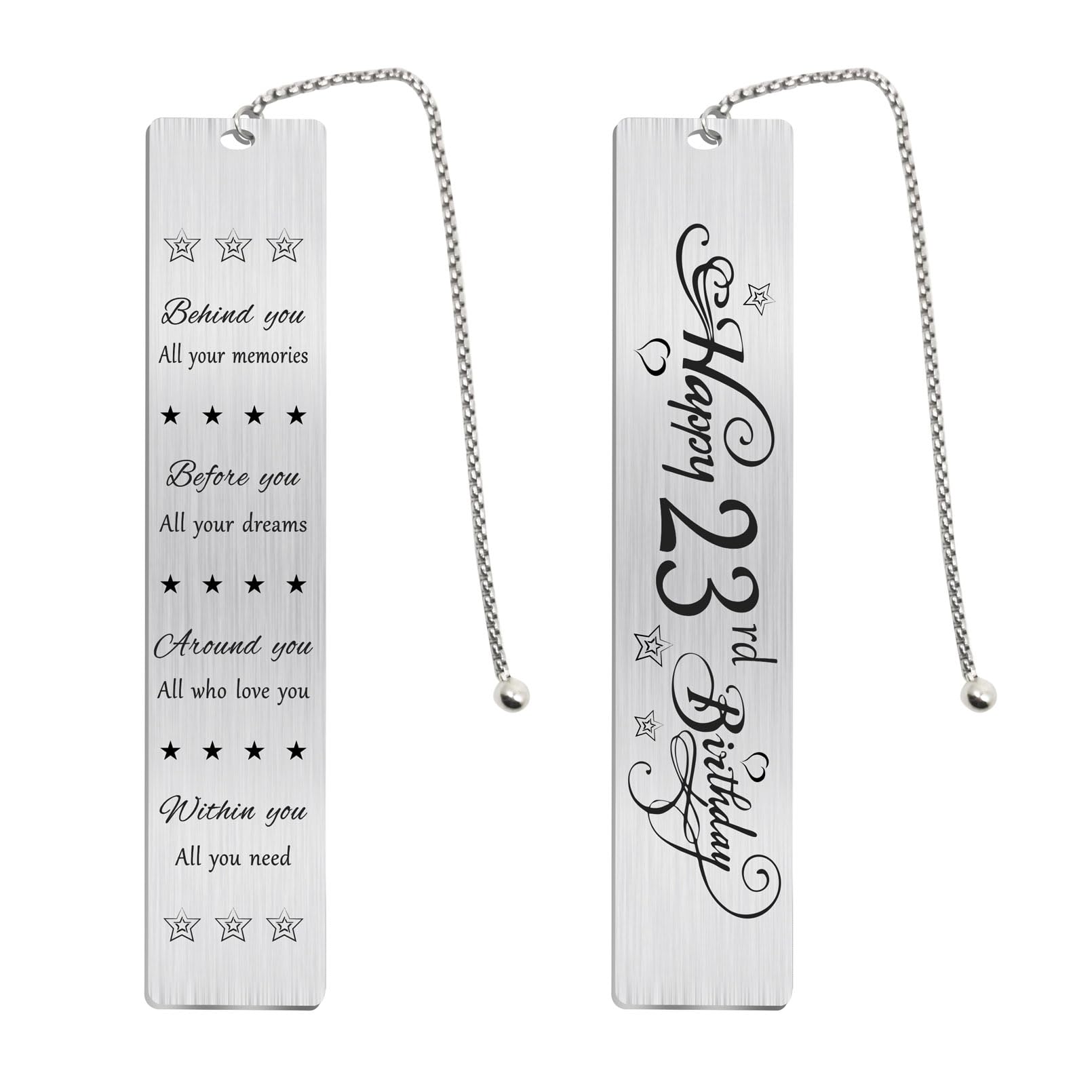 Jzxwan Happy 23rd Birthday Gifts for Women Men, 23 Year Old Birthday Bookmark Gift for Him Her, Happy 23 Yr Bday Book Mark for Female Male, 2001 Bd Present, 23 rd Birthday Card Decoration