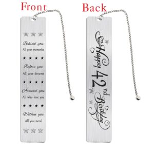 Jzxwan Happy 42nd Birthday Gifts for Women Men, 42 Year Old Birthday Bookmark Gift for Him Her, Happy 42 Yr Bday Book Mark for Female Male, 1982 Bd Present, 42 nd Birthday Card Decoration