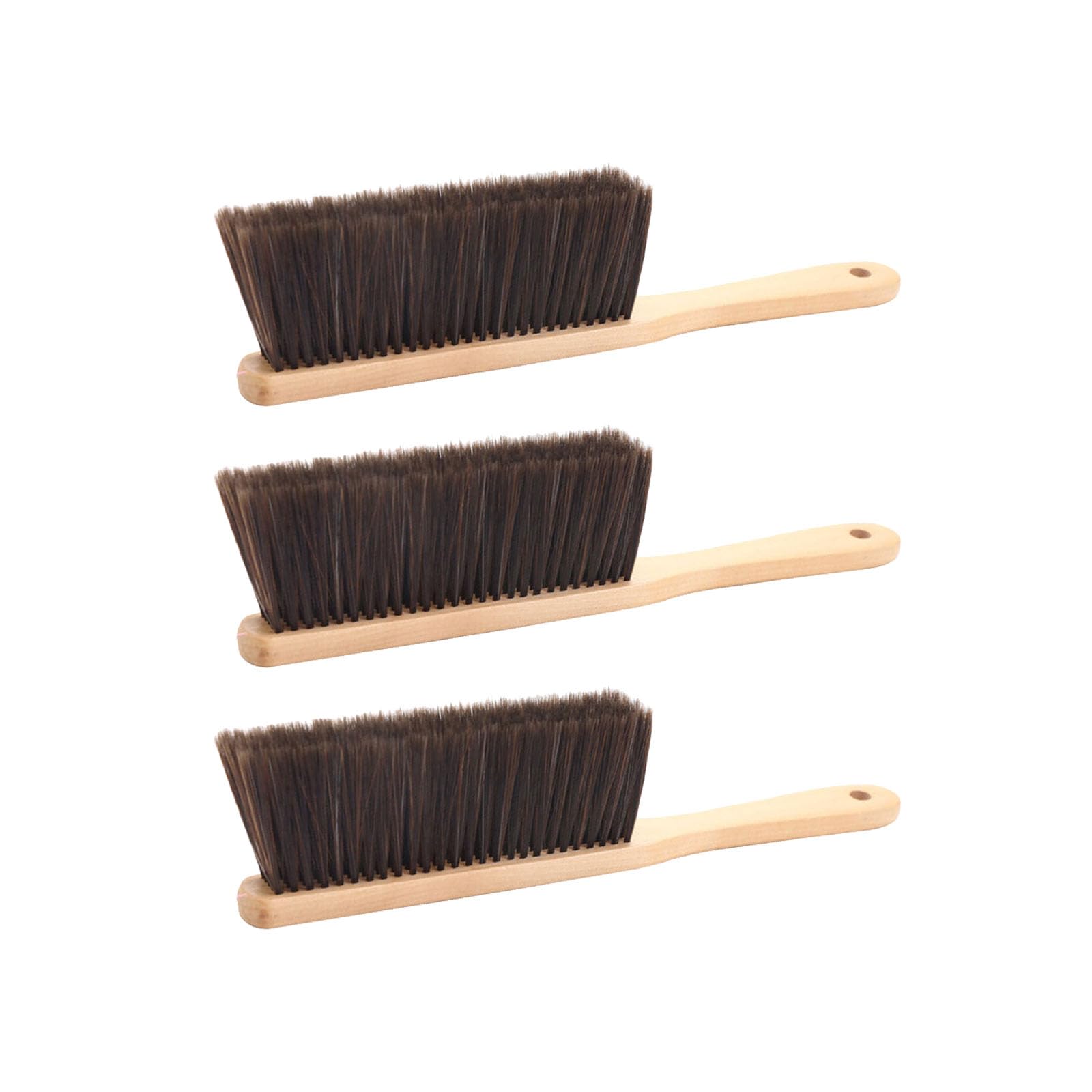 ULTECHNOVO Hand Broom Brush, 3pcs Hand Broom with Wood Handle, Horse Hair Brush Broom Handheld Dust Brush Cleaning Brush Soft Whisk Broom for Counter, Furniture, Carpet