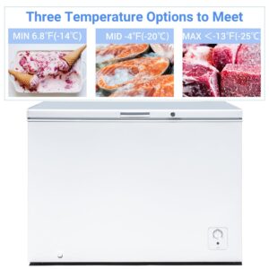 Smad Chest Freezer 10 Cu. Ft. Large Deep Freezer with Lock and 3 Removable Basket, Adjustable Thermostat, Low Noise, Garage Ready Chest Freezer for Home, Kitchen, and Basement, White