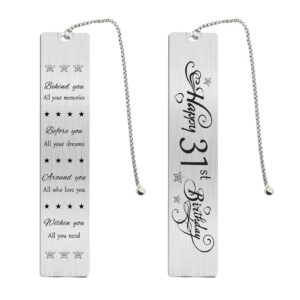 jzxwan happy 31st birthday gifts for women men, 31 year old birthday bookmark gift for him her, happy 31 yr bday book mark for female male, 1993 bd present, 31 st birthday card decoration