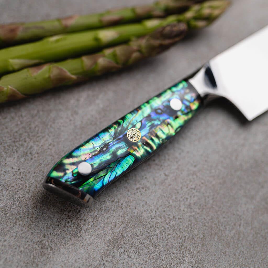 Seido Knives Awabi Gyuto Chef Knife 67 layers of Damascus Steel with a VG-10 Super Steel Core with Abalone Shell Resin Handle